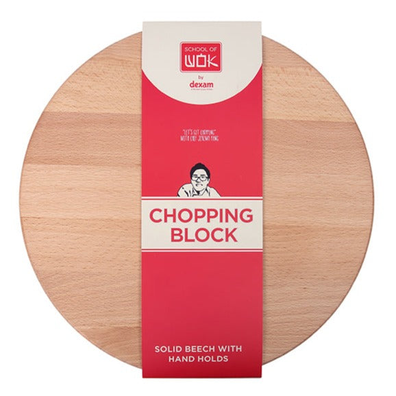 School of Wok Beech Round Chopping Board with FREE Slice and Dice Clea ...